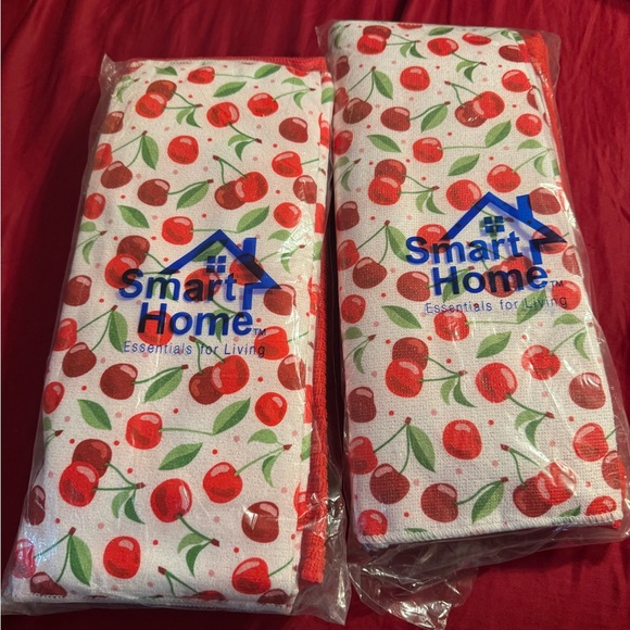 Kitchen | 2 Pc Smart Home Gift Set Cherry Kitchen Towels Wash Cloths ...